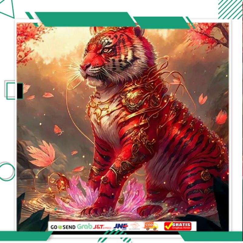 Jual hiasan dinding harimau merah modern plus bingkai ukuran 85*55 ...
