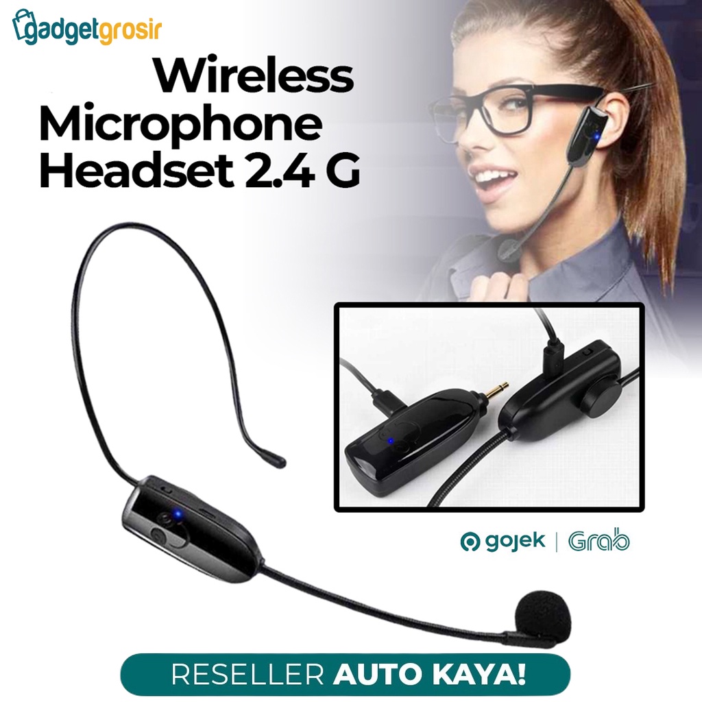 Jual Mic Wireless Bando UHF 2.4G HX-W021 Microphone Headset Portable ...
