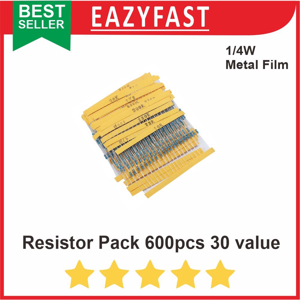 Jual Resistor Pack Set 600Pcs 600 Pcs 30 Value Nilai Metal Film 1/4 Watt | Shopee Indonesia