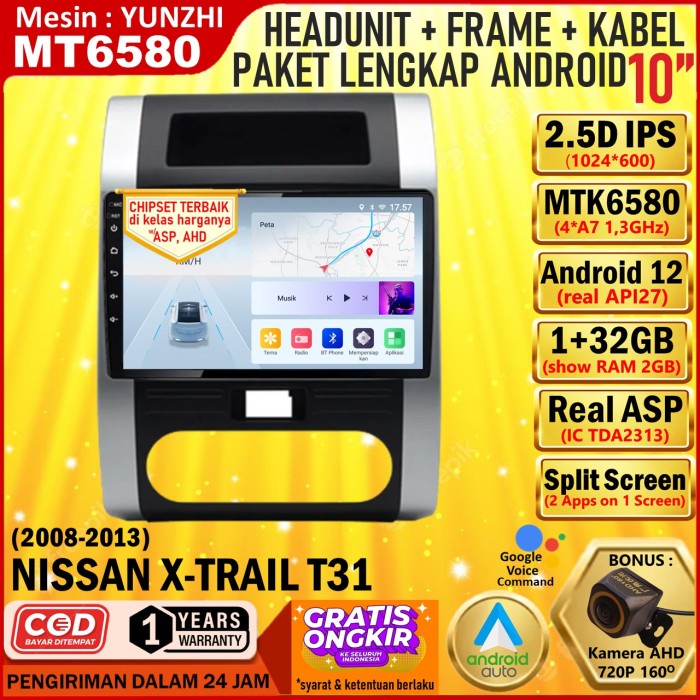 Jual Headunit Android MT6580 1/32GB+Soket+Frame 10 inch Nissan X-Trail T31 | Shopee Indonesia