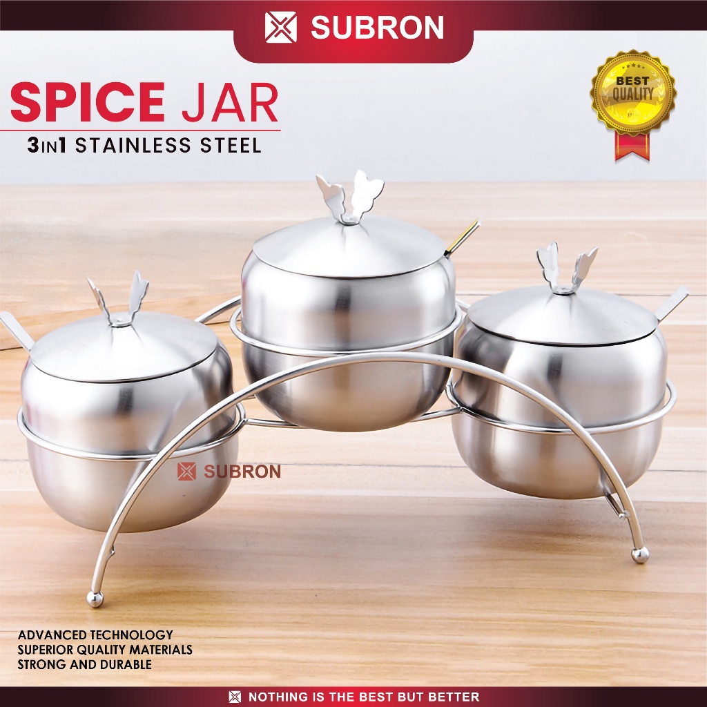 Jual SUBRON Tempat Peyimpan Bumbu 3in1 350ml Set Rak Dan Sendok ...