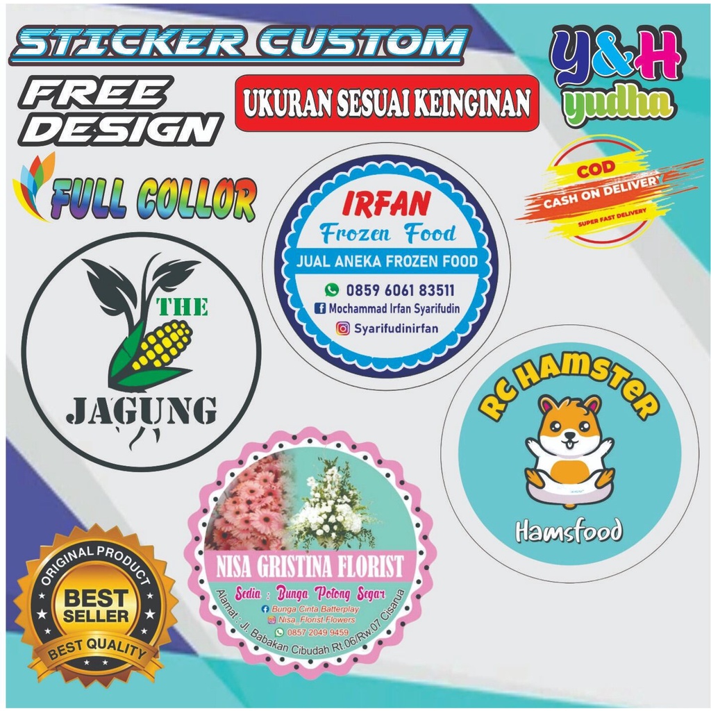 Jual Stiker A3 Custom Produk Jualan Bahan Cromo Label Merk Nama & Logo ...