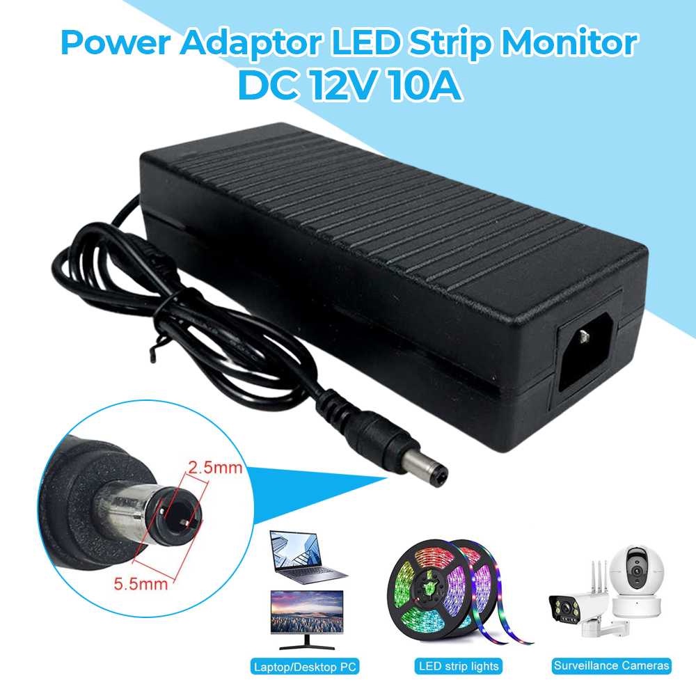 Jual Adaptor Power Supply Converter AC To DC 12V 10A LED Strip Monitor ...