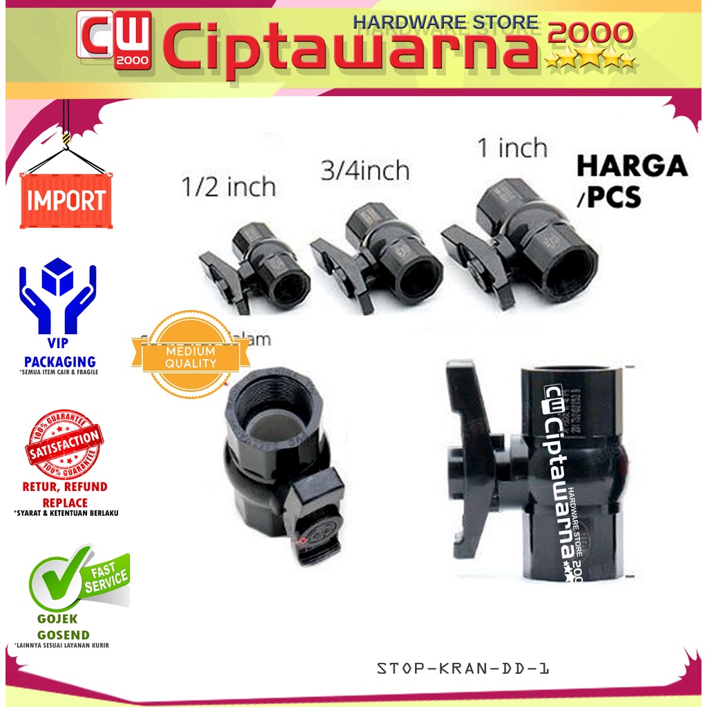 Jual Ball Valve Stop Kran Plastik PVC sock drat dalam SDD 1 inch - CW1 ...