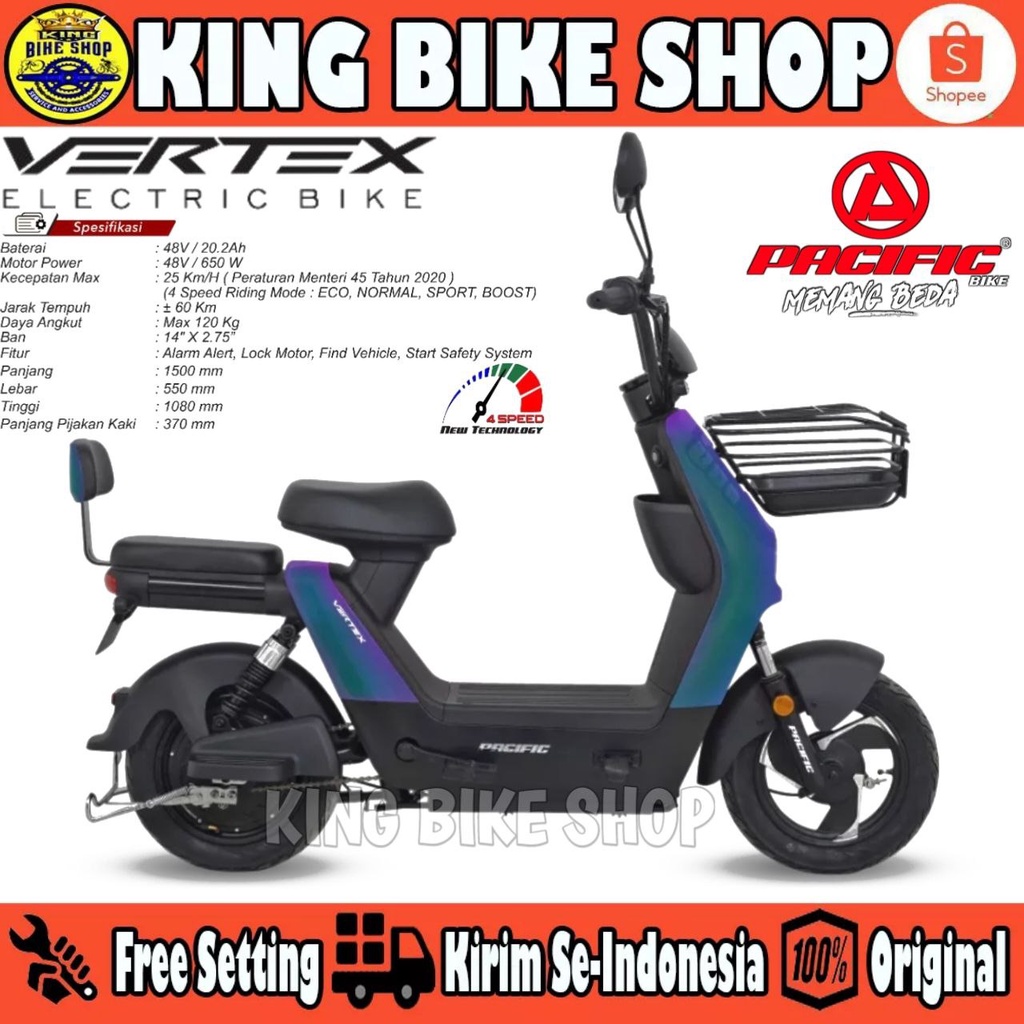 Jual Sepeda Listrik Electric E Bike PACIFIC VERTEX 650 Watt | Shopee ...