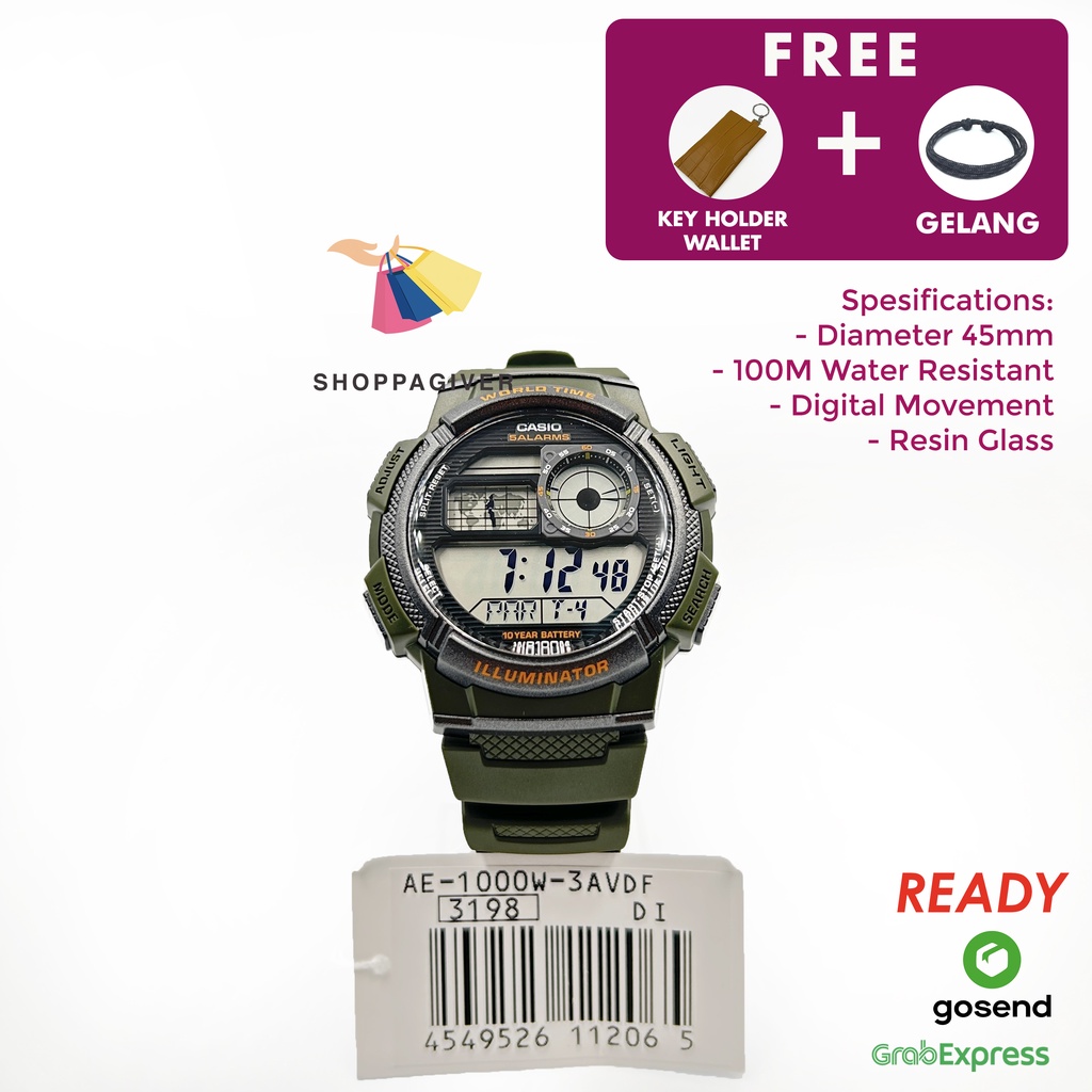 Jual JAM TANGAN PRIA Casio Digital Watch AE-1000W-3A / AE-1000W-3AVDF BERGARANSI | Shopee Indonesia