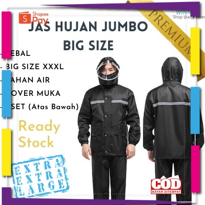 Jual PREMIUM BAHAN TEBAL // JAS HUJAN JUMBO BIG SIZE XXL TEBAL PRIA DEWASA TOPI MURAH hoodie Set ...