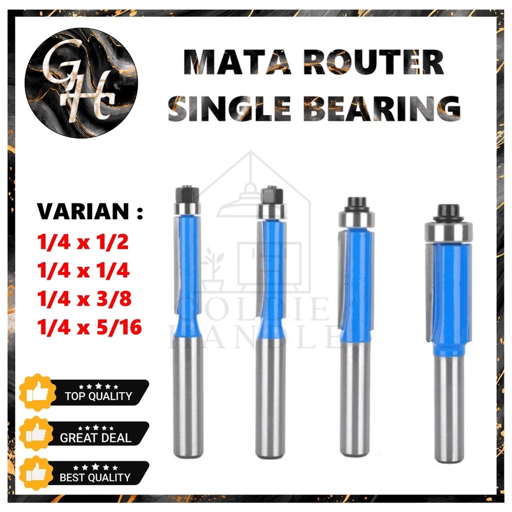 Jual Mata Router Profile Bits Mata Router Singel Bearing 1/4" 6mm 8mm ...