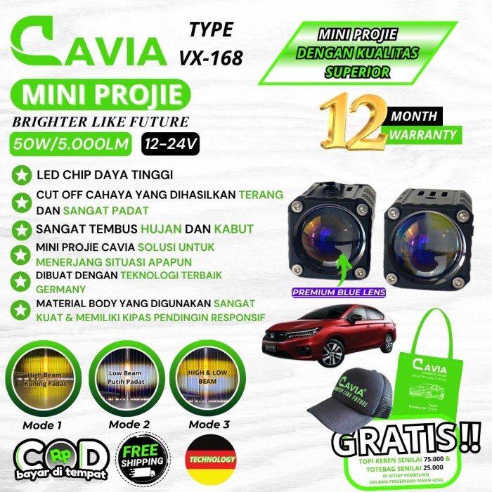 Jual MINI PROJIE MOBIL LAMPU TEMBAK HONDA CITY LED LASER FOGLAMP ...