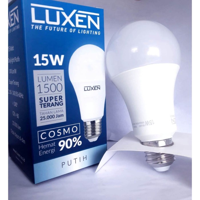Jual Lampu Led Bohlam Rumah Home 15wat 15watt 15W Putih LUXEN E27 Belajar OP27 | Shopee Indonesia