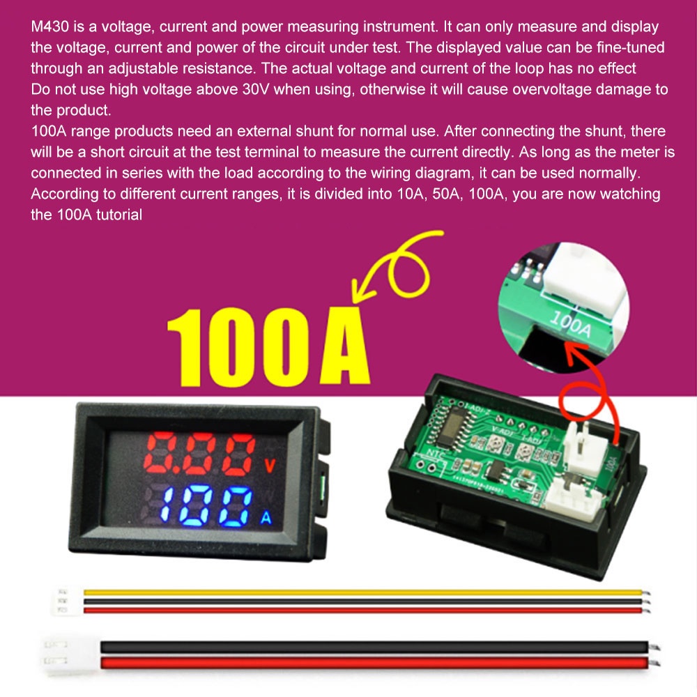 Jual M430 digital voltage meter current meter power table 10A/ 50A ...