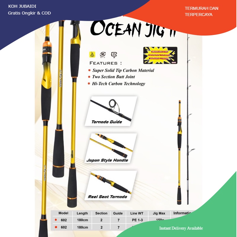 Jual KOH JUBAIDI Joran Jigging Tornado Ocean Jig II Solid carbon ...