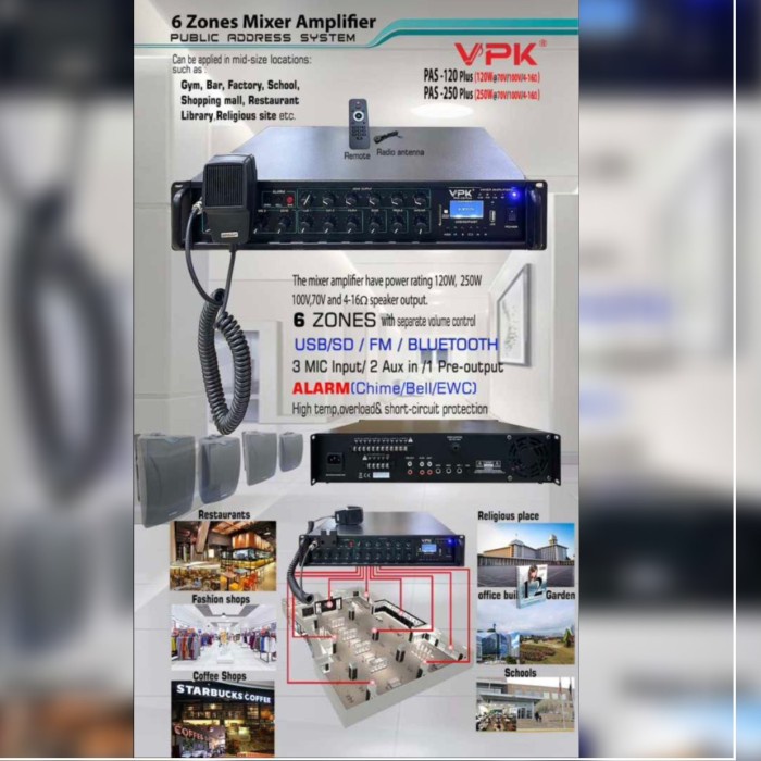 Jual Ampli VPK 6 Zones PAS 120 Plus 120w / PAS 250Plus 250w Amplifier ...