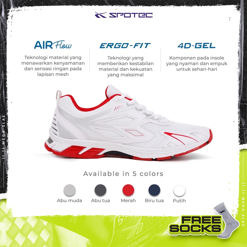 Jual Spotec Sepatu Running Venture Putih - Merah | Shopee Indonesia