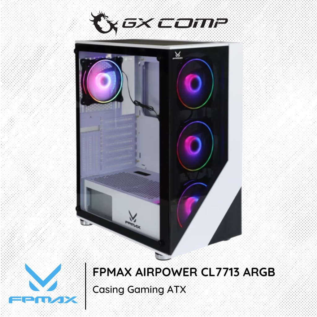 Jual CASING FPMAX AIRPOWER CL7713 ARGB + 4 FAN - ATX GAMING CASE ...