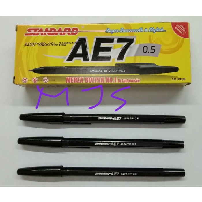 Jual Pulpen Standard ae7 0.5mm / 3 Warna Isi 12 pcs / No. 1 Di Indonesia - Hitam | Shopee Indonesia