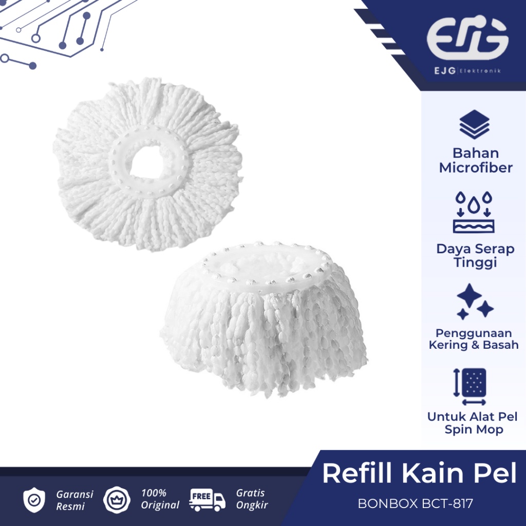 Jual Refill Kain Pel Lantai Bonbox BCT 817 Microfiber Ultra Mop Hand ...