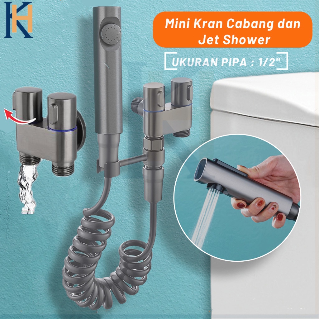 Jual jet shower toilet duduk kran shower kamar mandi Abu-abu Mini Kran ...
