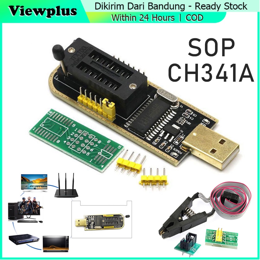 Jual CH341A Set EEPROM Flash BIOS USB Programmer SOIC8 Klip On-Board dan penjepit IC Eeprom ...