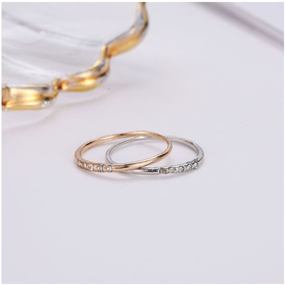 Jual Cincin Fashion Perhiasan Wanita Simple Warna Emas Silver Gold Aksesoris CM014 Classic ...