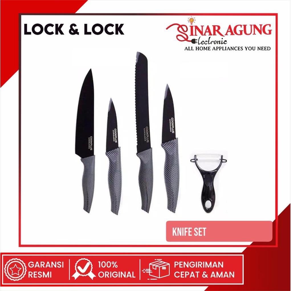 Jual PISAU SET / KNIFE SET BLACK LOCK & LOCK ISI 5 PISAU LOCK N LOCK ...