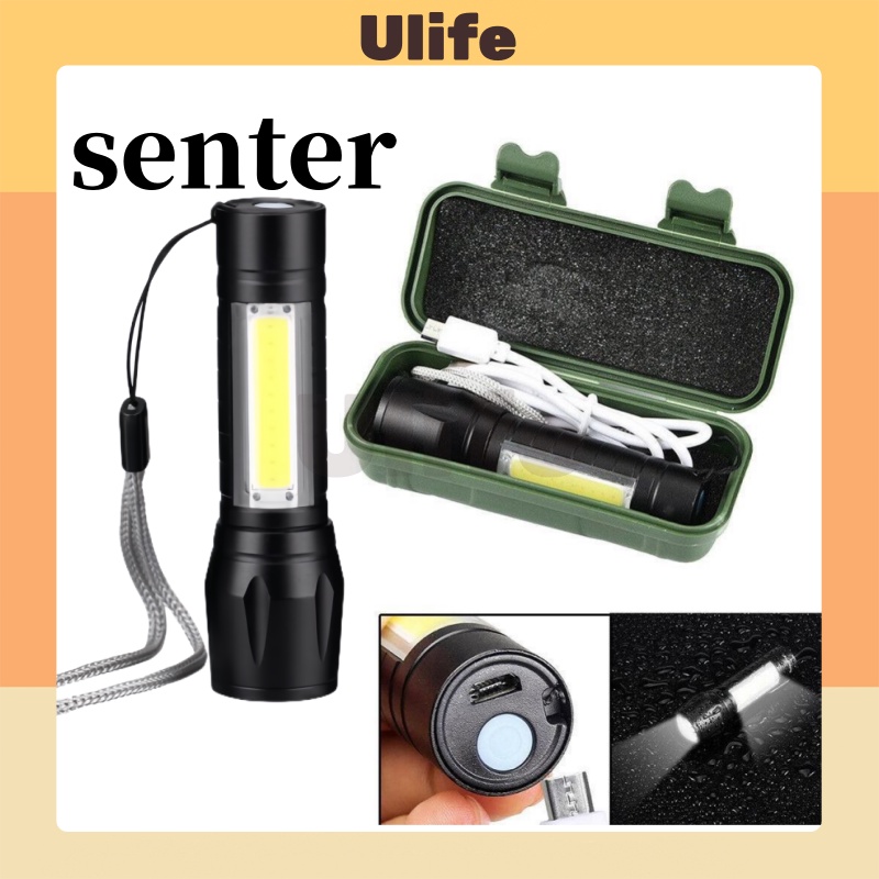 Jual Senter Mini Swat XPE COB LED Super Terang 3 Mode Police FlashLight Rechargeable / Senter ...