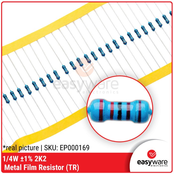 Jual Resistor 2K2 Ohm 1/4W 1% Metal Film Resistor 2K2 Axial 0.25 Watt ...