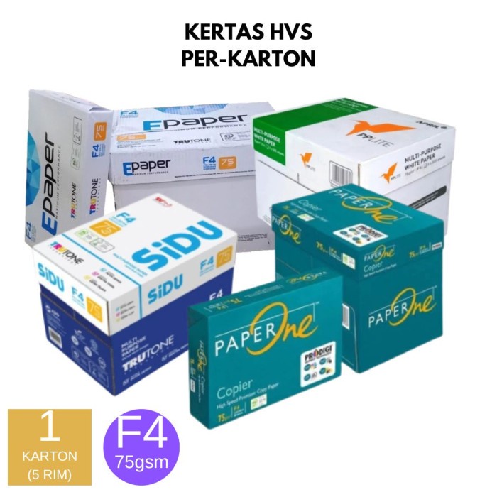 Jual Kertas HVS F4 75 gsm PER-KARTON (1 KARTON isi 5 RIM) | Shopee ...