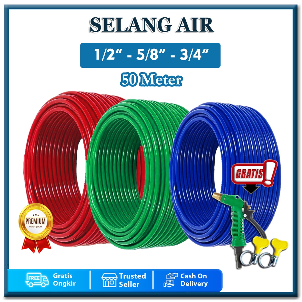 Jual SELANG AIR TAMAN 1 ROL 1/2 5/8 3/4 INCH 50 METER ELASTIS DOP TEBAL MURAH SELANG CUCI MOTOR ...