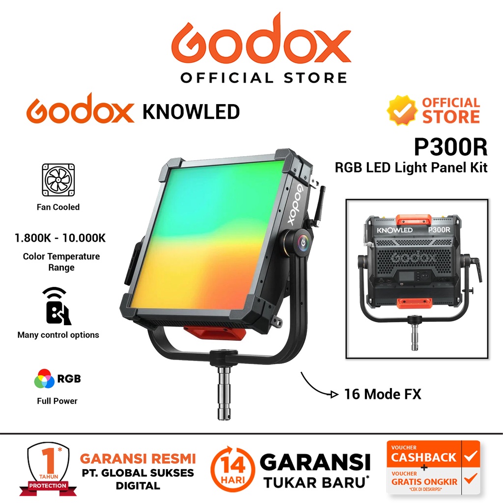 Jual Godox Knowled P300R RGB LED Light Panel Kit Godox P300 R RGB Lighting | Shopee Indonesia