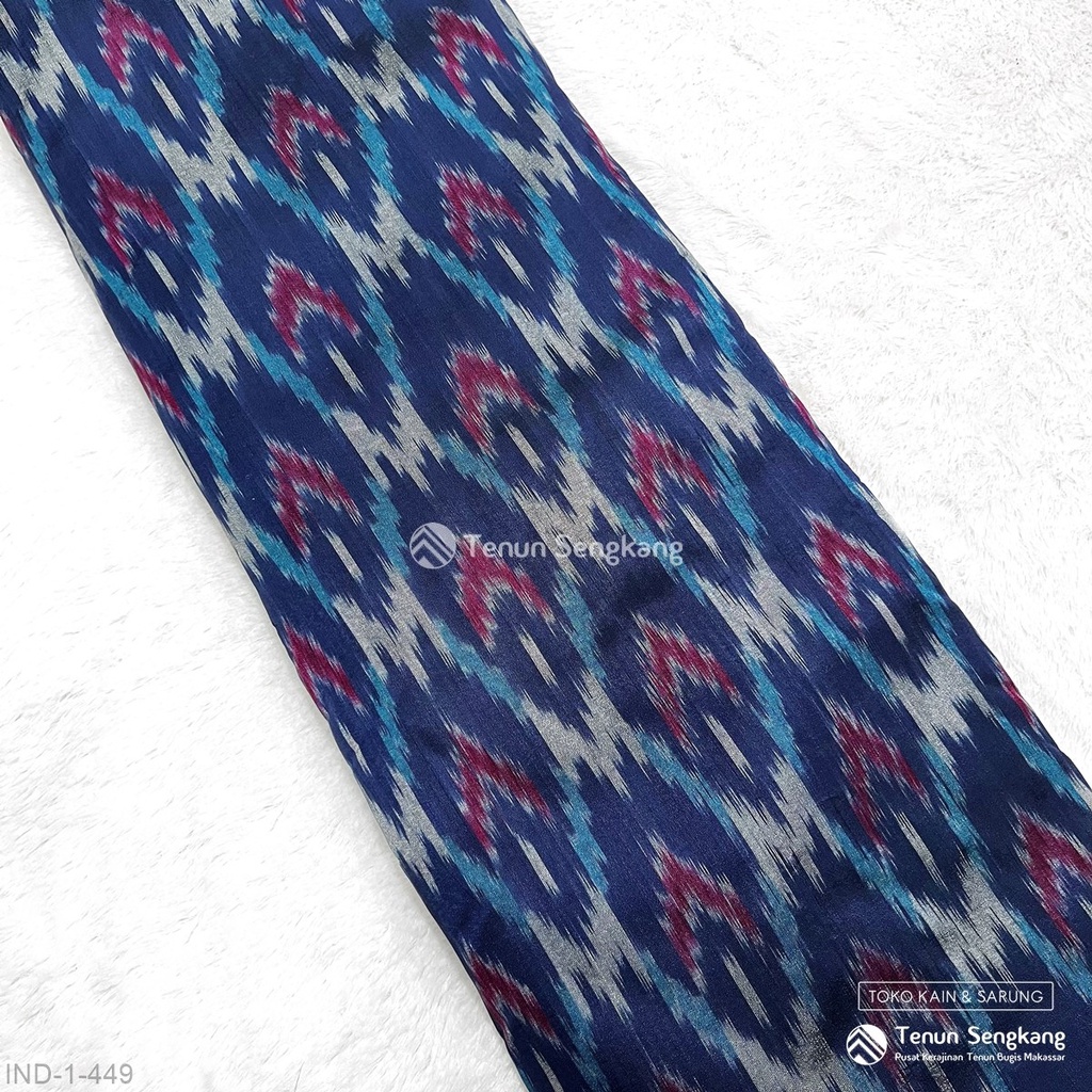 Jual Kain Tenun Ikat Sutra Bugis Makassar Biru - Tenun Sengkang IND-1-449 (Harga per 0,5 Meter ...