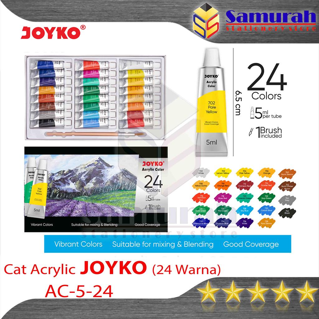 Jual Cat Akrylic Joyko ACC 5 isi 24 Warna / Acrylic Color 24 w ACC-5-12 ...