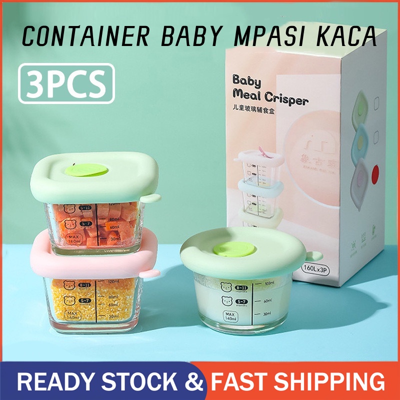 Jual Baby Food Containers Glass Food Container 3pcs food container baby ...