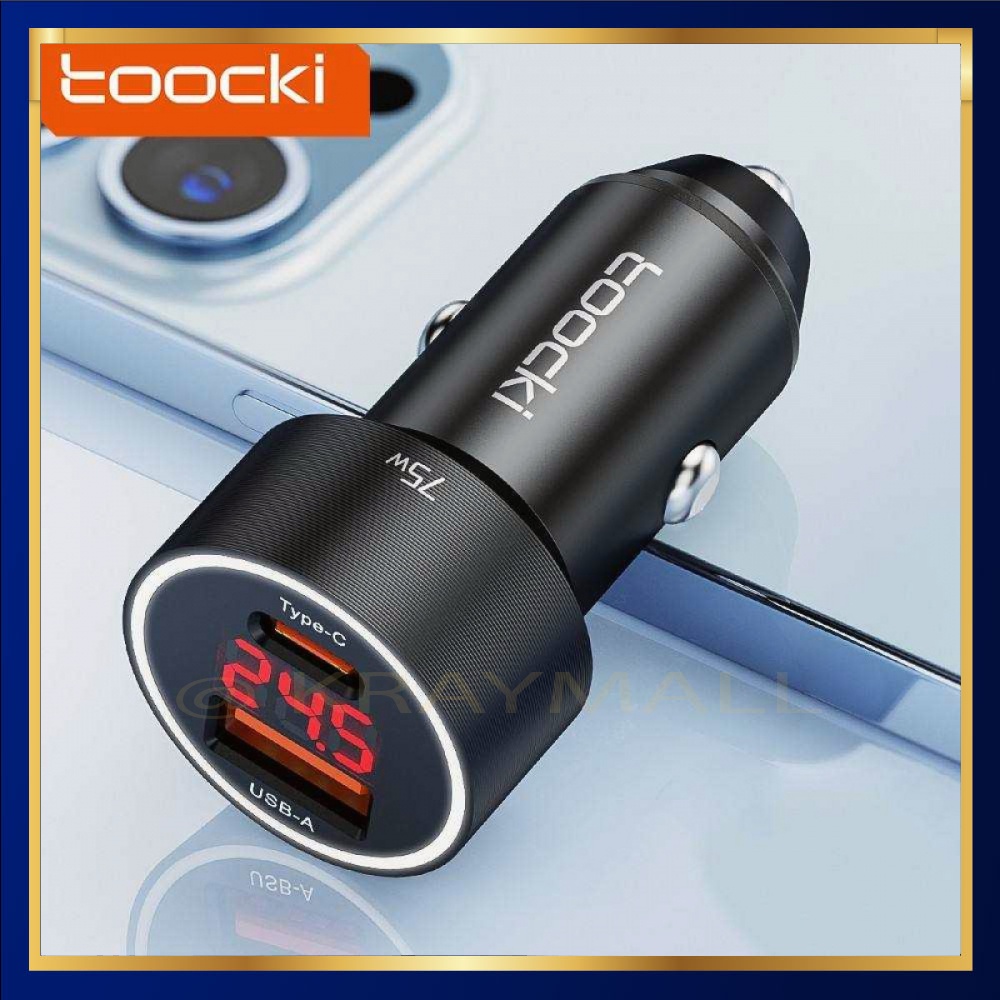 Jual Charger Mobil Dual Port USB Fast Charging QC PD 75W with LED ...