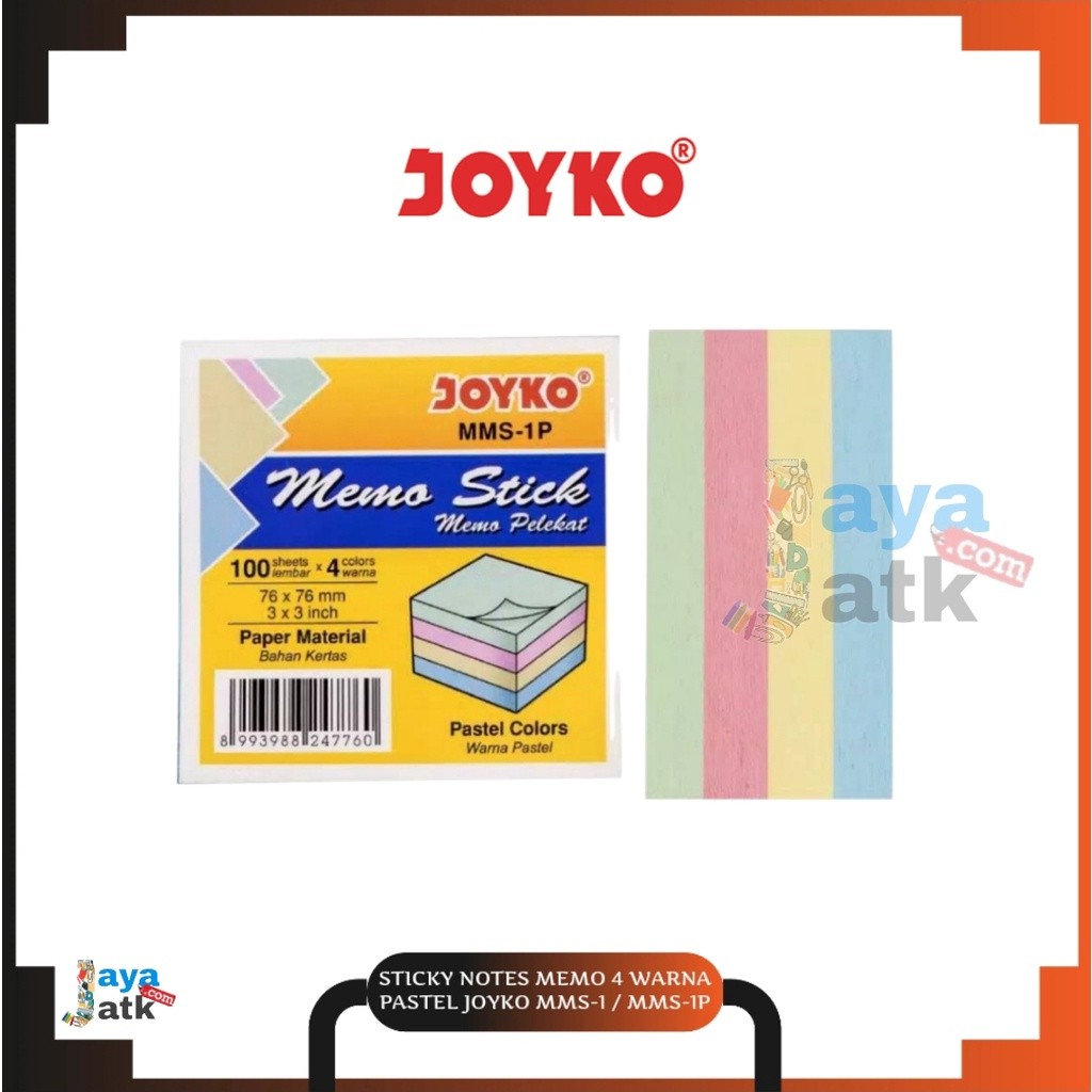 Jual Sticky Notes Memo 4 Warna Pastel - Joyko MMS-1 / MMS-1P | Shopee ...