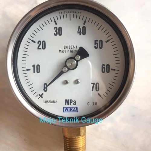 Jual pressure gauge wika 4" inch 0-70MPa drat 1/2" inch brass body stainless model racket ...