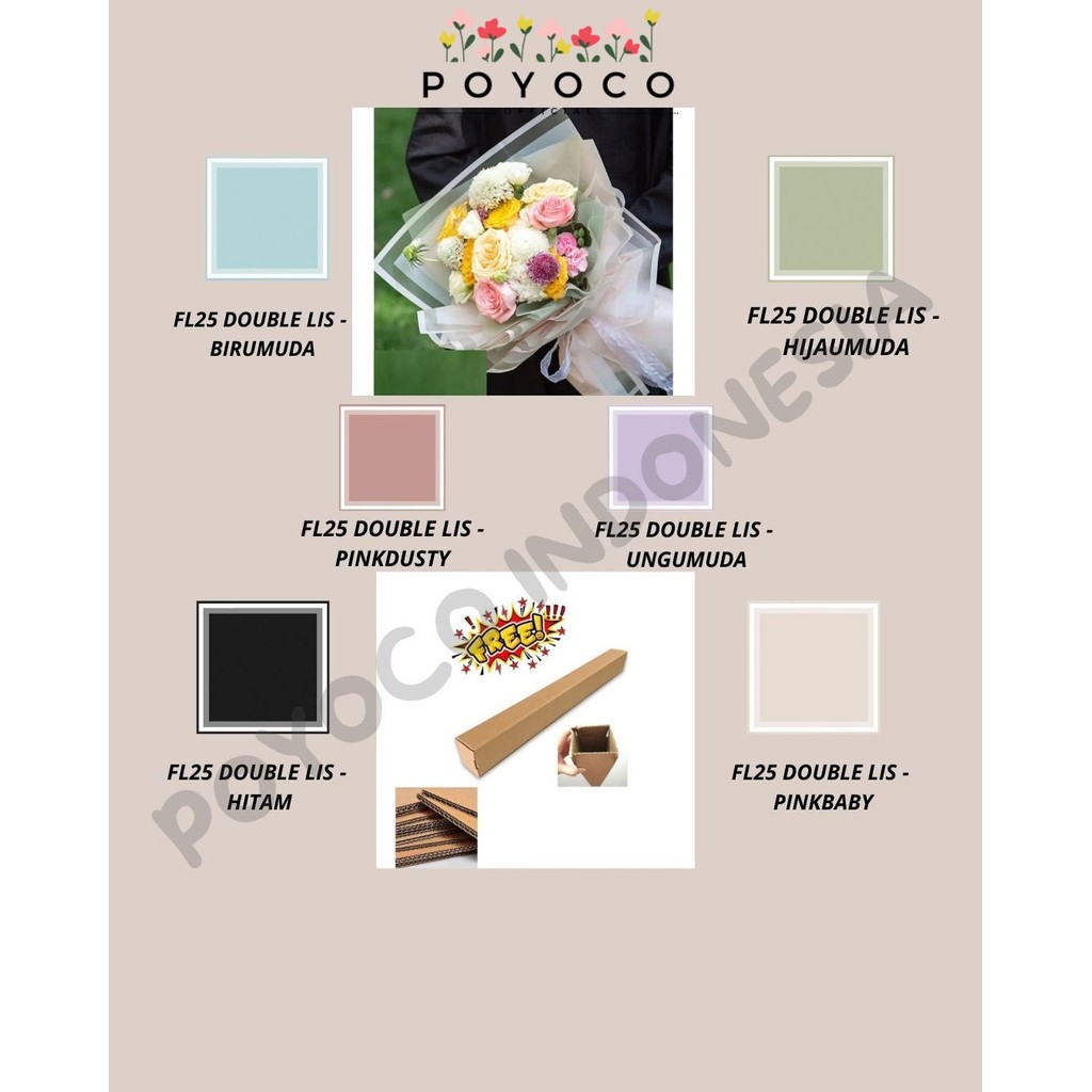 Jual POYOCO - (5 LEMBAR) - FL25 DOUBLE LIS Kertas Bunga Paper Buket ...
