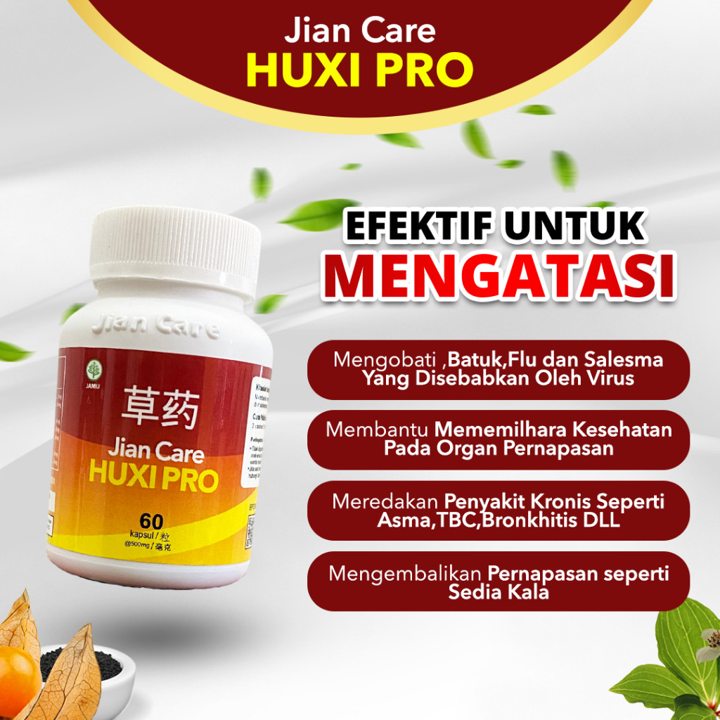 Jual JIANCARE HUXI PRO Obat Herbal BPOM Untuk Sesak Nafas, Bronkitis, Asma Akut, TBC & Batuk ...