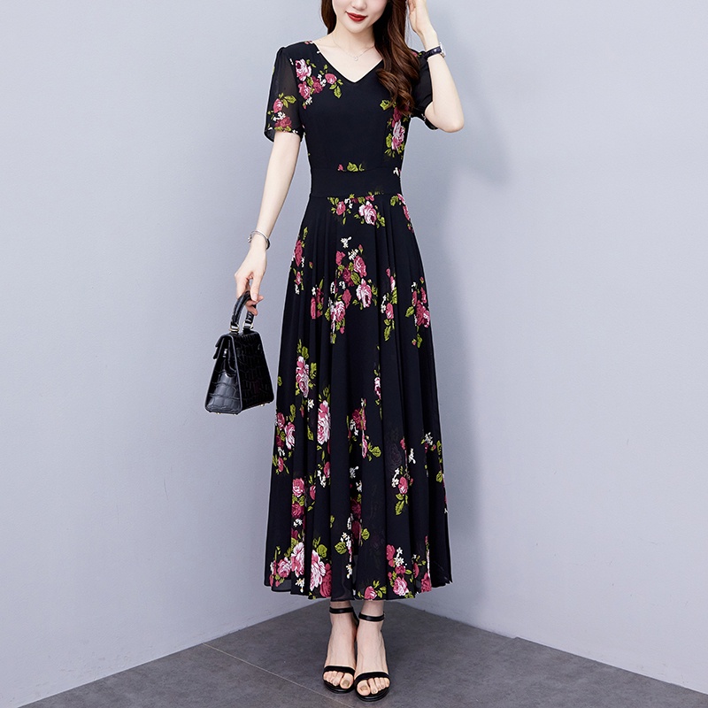 Jual FAN Gaun Sifon Ukuran Besar Baru 2024/Gaun Panjang Korea/dress ...