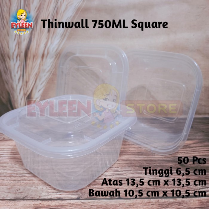 Jual Thinwall Square 750 ml Kotak Makan Plastik Isi 50 Pcs | Shopee ...