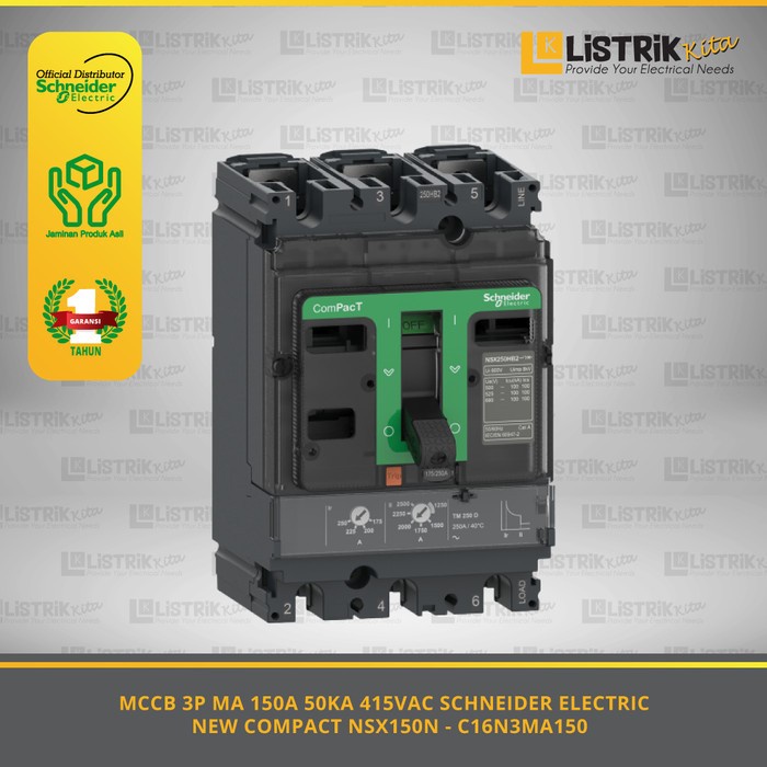 Jual Schneider Mccb 3P Ma 150A 50Ka 415Vac - C16N3Ma150 | Shopee Indonesia