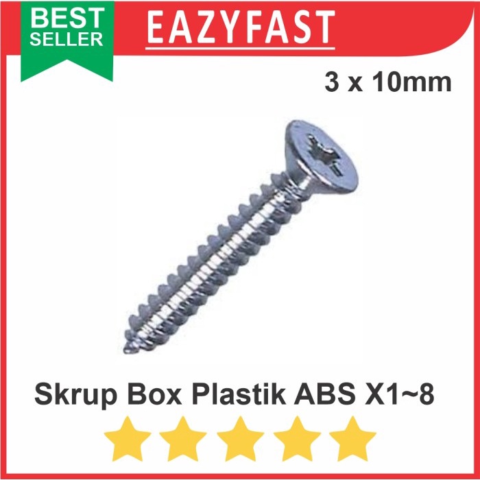 Jual Baut Skrup Box Plastik ABS X Series X1-X8 1/2 Flat Head Screw ...