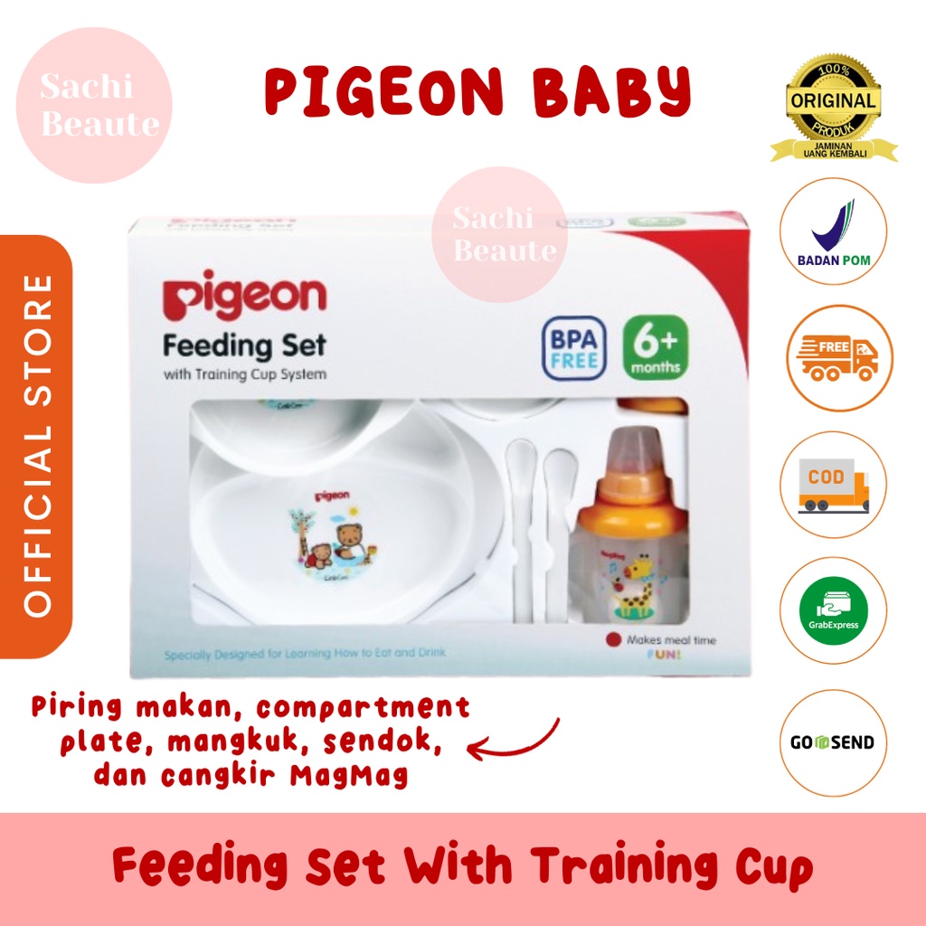 Jual Pigeon Feeding Set w/ Training Cup Baby | Peralatan Makan Bayi ...