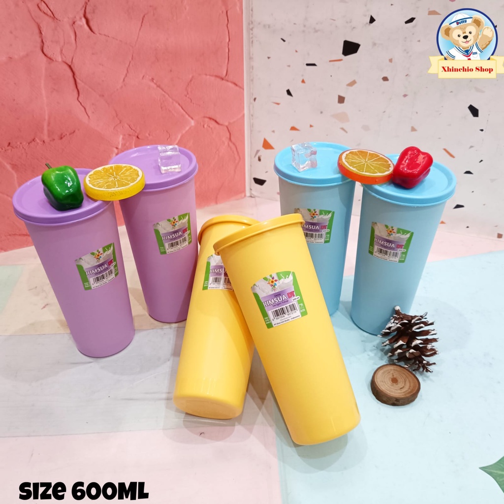 Jual Gelas tutup plastik/botol minum kimsua 475ml 600ml | Shopee Indonesia