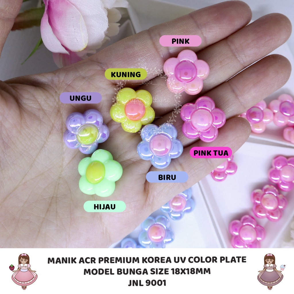 Jual Code 9001 Manik Acrylic plastik Premium Korea UV plate model bunga ...