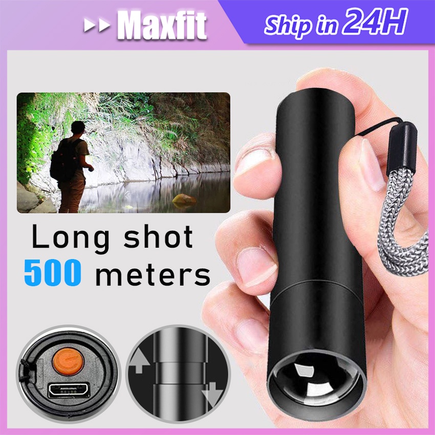 Jual Lampu Senter Led Mini Portable Super Terang Tahan Air Jarak Jauh Usb Rechargeable Untuk ...