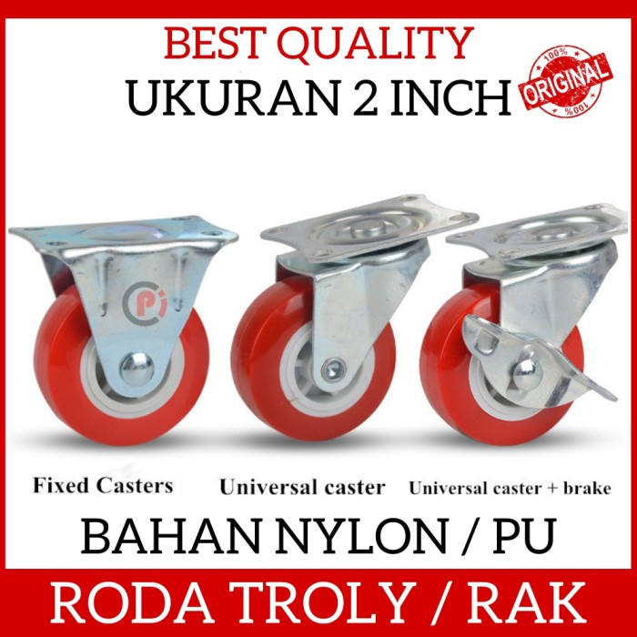 Jual Roda Rak Lemari Nylon 2 Inch Caster Kastor Bebas / Fix / Rem u ...