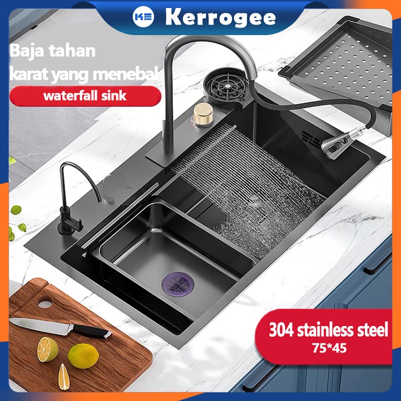 Jual Kitchen sink stainless 304 Luxury Bak Cuci Piring Modern Waterfall ...