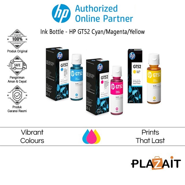 Jual HP Ink Bottle - Bundle GT52 Color 70ml Cyan - Magenta - Yellow ...