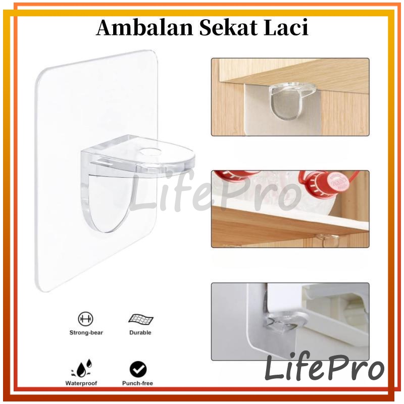 Jual Ambalan Sekat Laci / Perekat Dinding Penopang Rak Lemari Holder ...